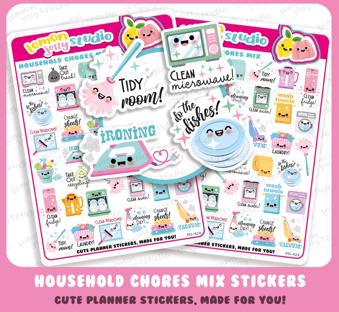 37 Cute Household Chores Mix Planner Stickers - Etsy