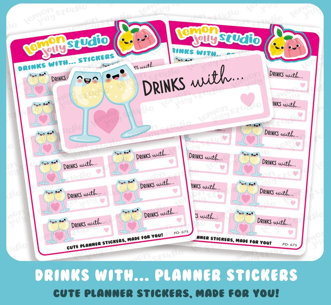 12 Cute Drinks With... Friends/date/reminder Planner Stickers - Etsy