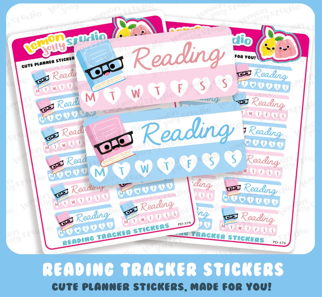 12 Cute Reading Tracker/books/currently/bookworm Planner Stickers - Etsy