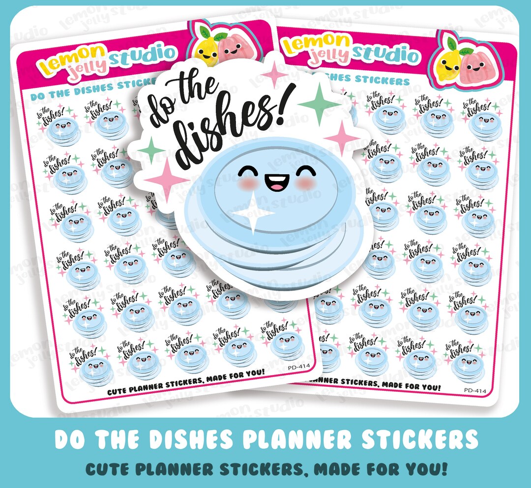 30 Cute Do the Dishes/washing Up/chores Planner Stickers - Etsy