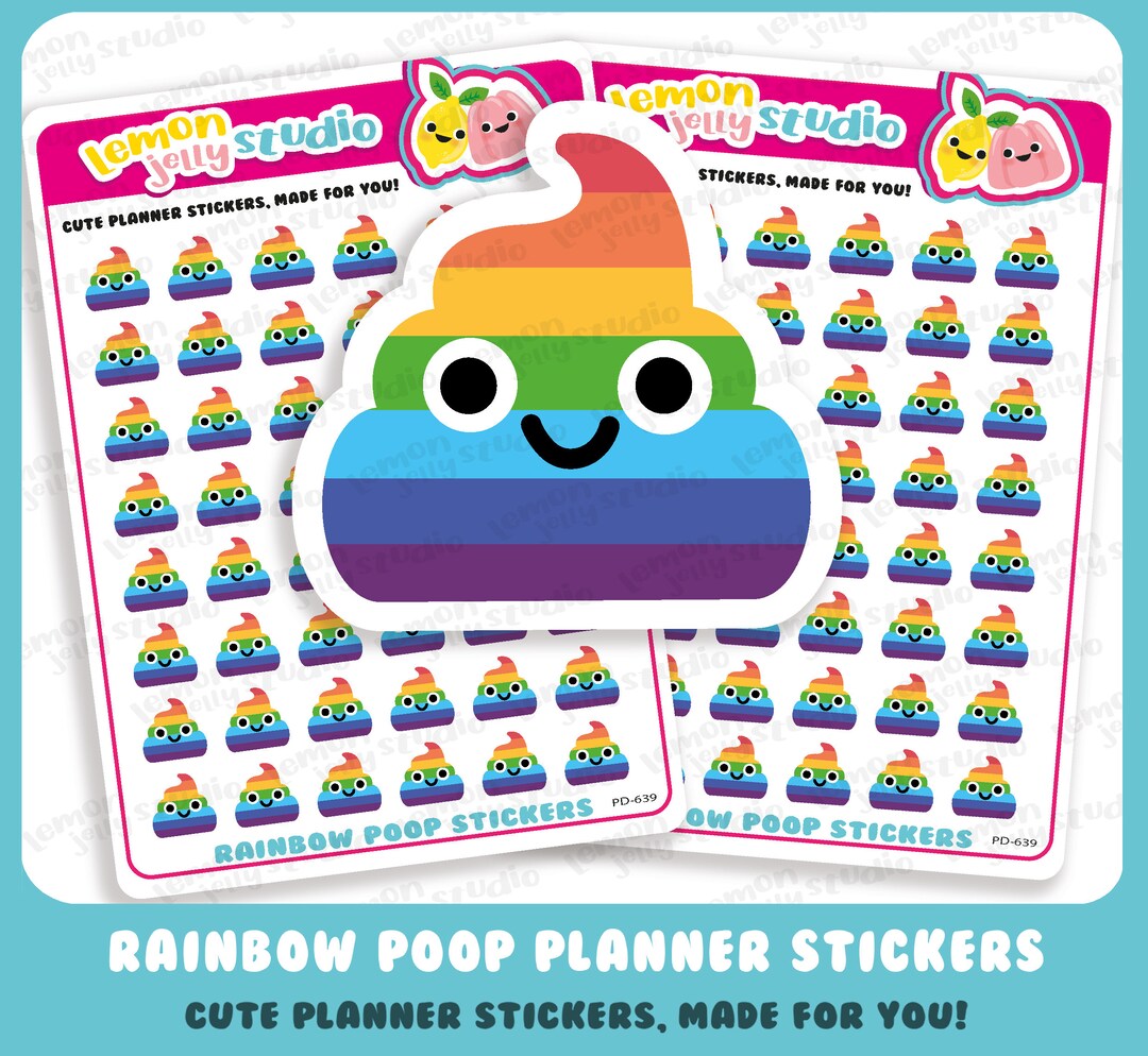 48 Cute Rainbow Poop Planner Stickers - Etsy