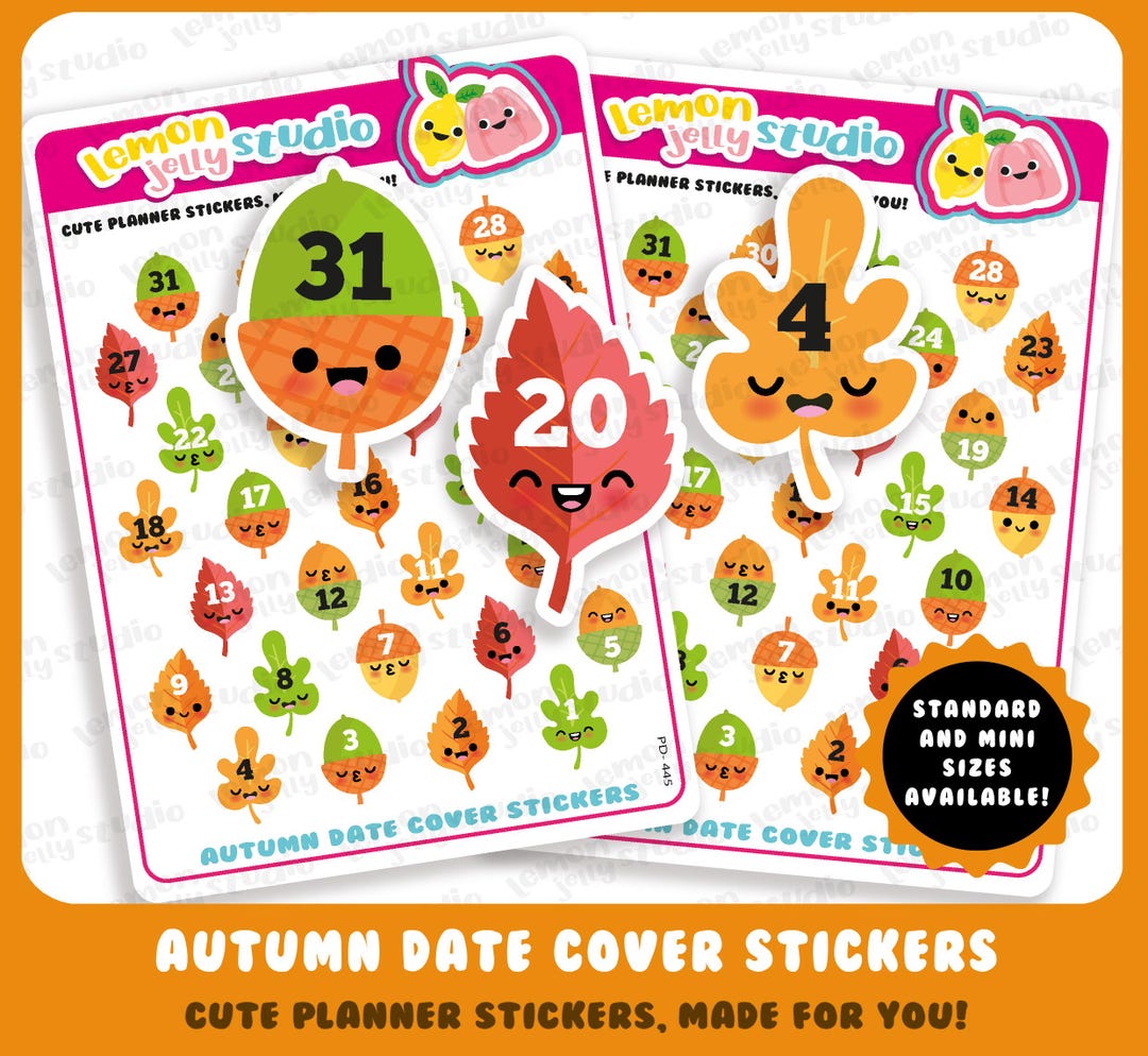 31 Cute Autumn/fall Date Cover/countdown Planner Stickers - Etsy