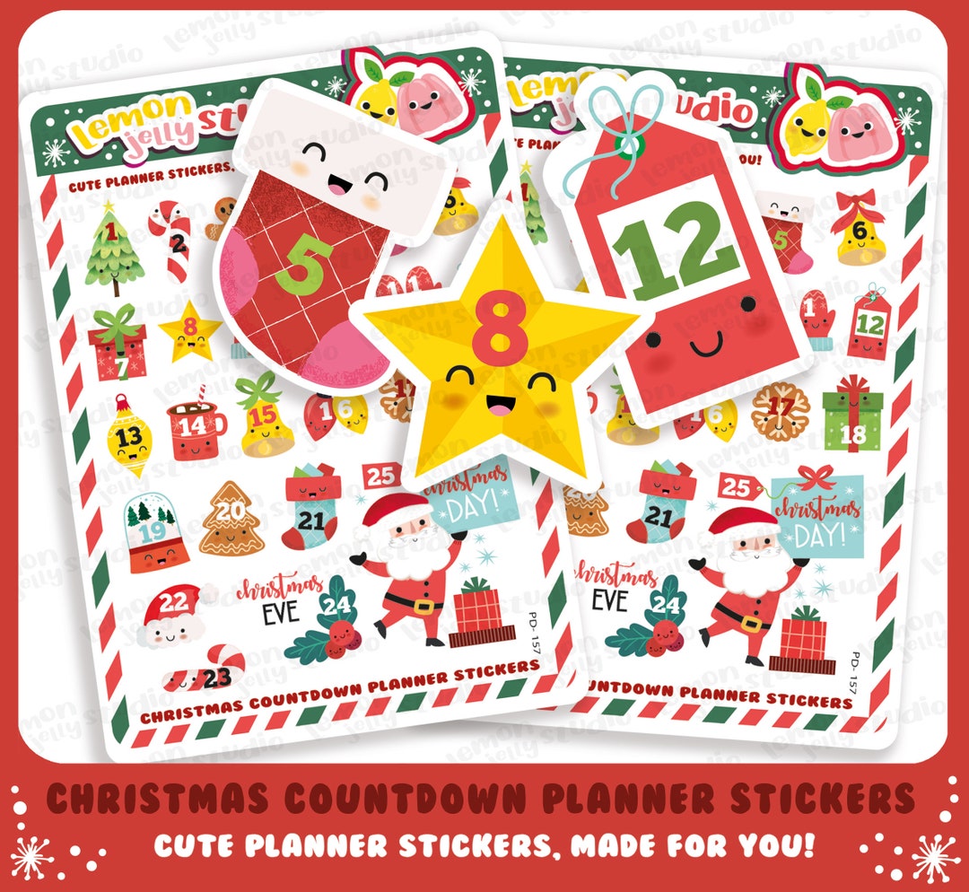 25 Cute Countdown to Christmas Day Planner Stickers - Etsy
