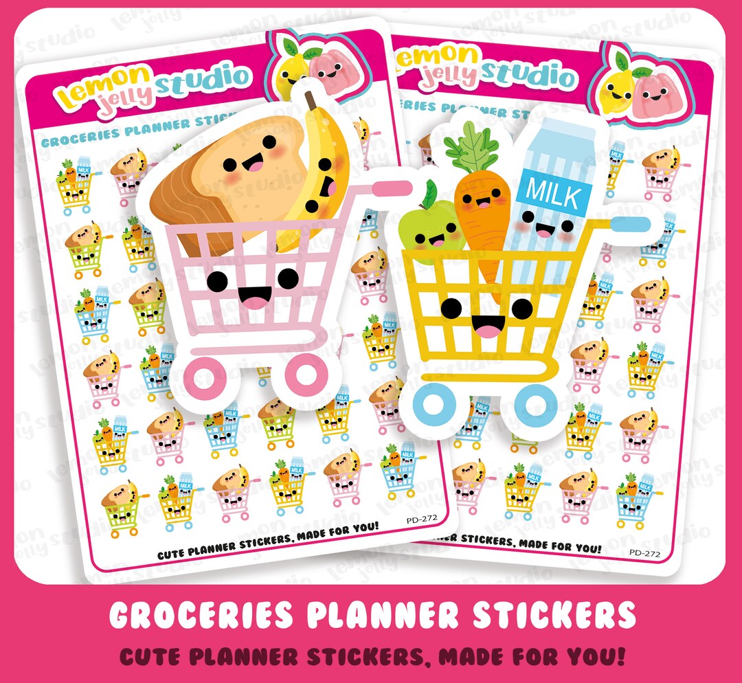 36 Cute Groceries/shopping/food Shop Planner Stickers - Etsy