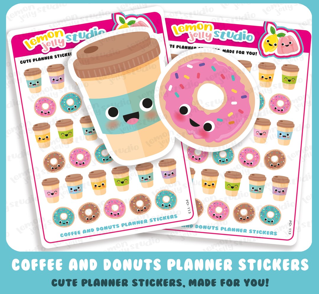 36 Cute Coffee and Donuts Planner Stickers - Etsy