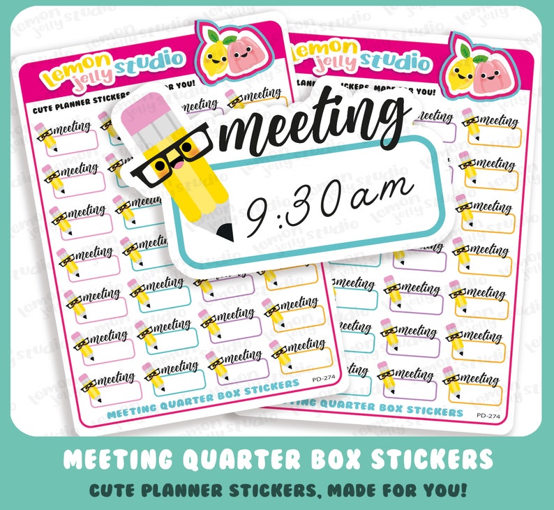 28 Cute Meeting Reminder Quarter Box Planner Stickers - Etsy