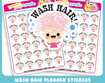 41 Cute Wash Hair/reminder/shampoo Planner Stickers - Etsy
