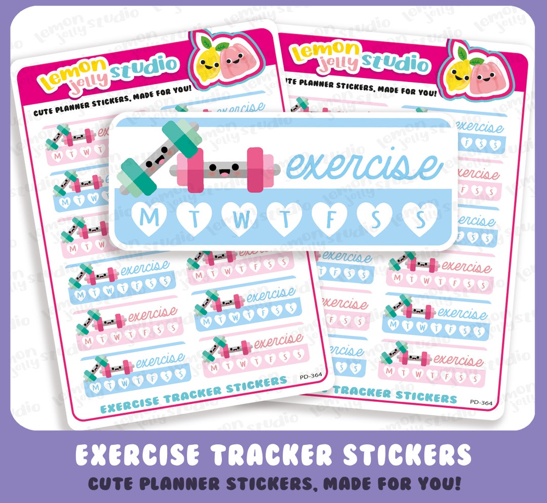 12 Cute Exercise Tracker Reminder Planner Stickers - Etsy