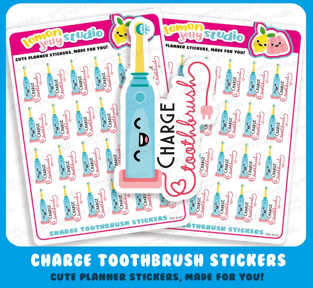 24 Cute Charge Toothbrush/dentist/clean Teeth Planner Stickers - Etsy