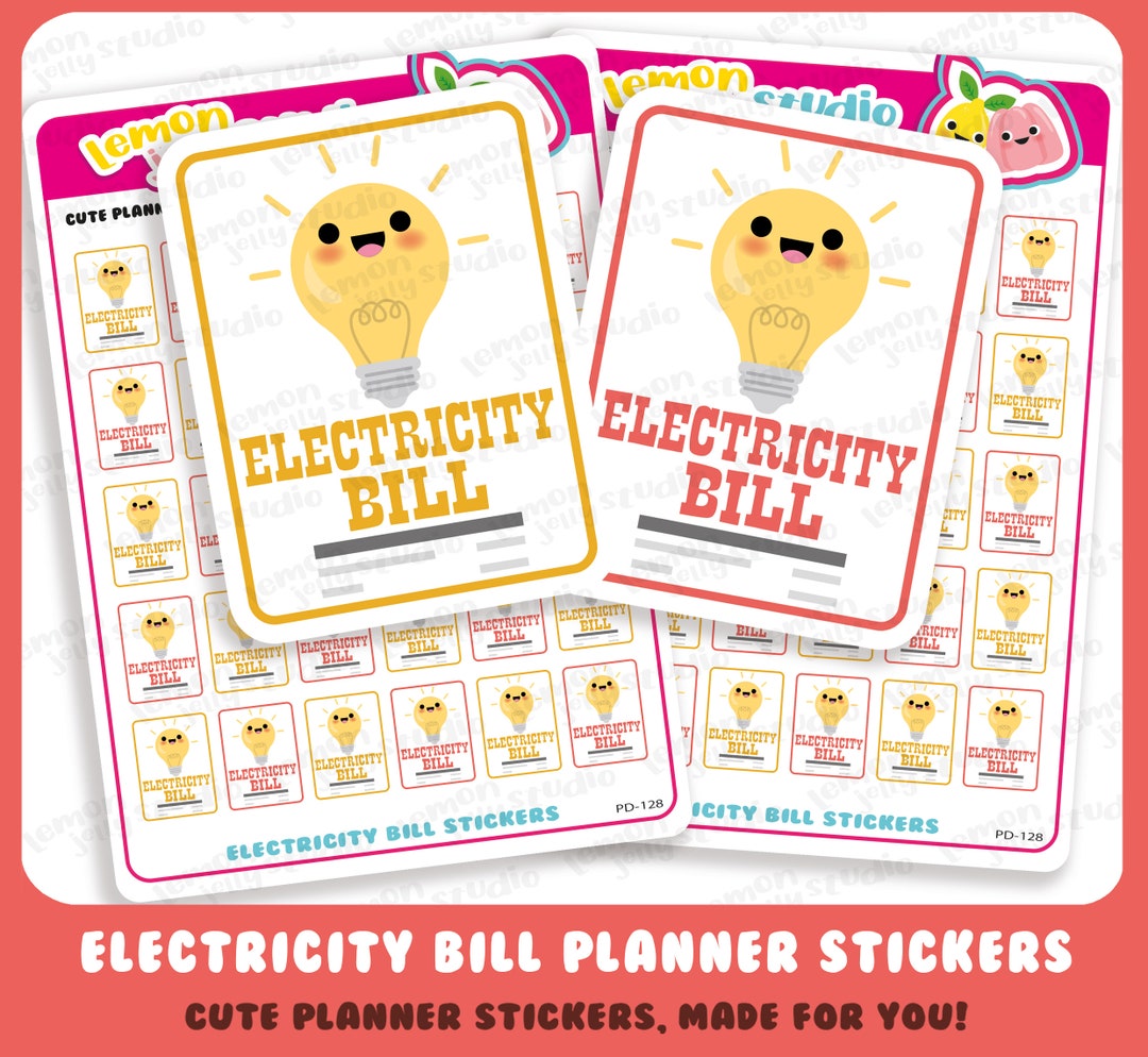 30 Cute Electricity Bill/pay Bill Reminder Planner Stickers - Etsy