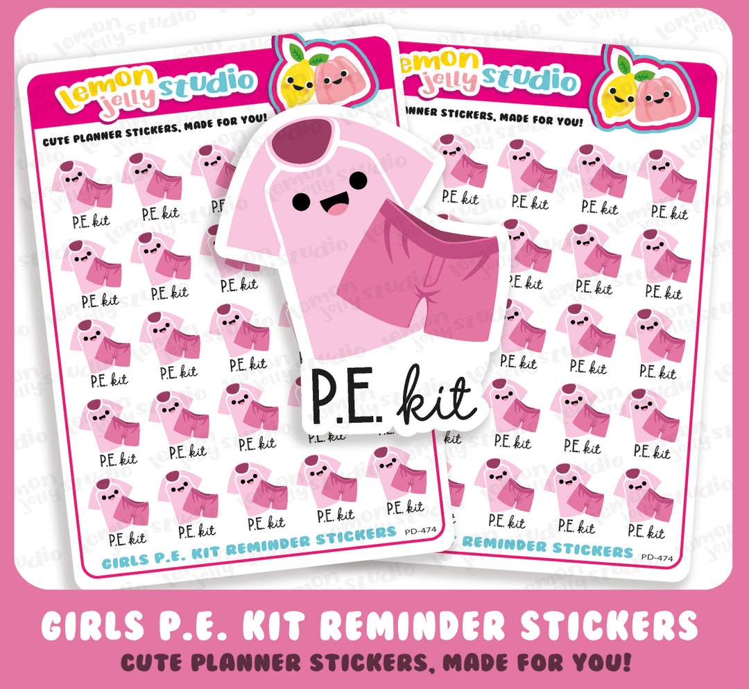 25 Cute Girls P.e/sports Kit Reminder Planner Stickers - Etsy