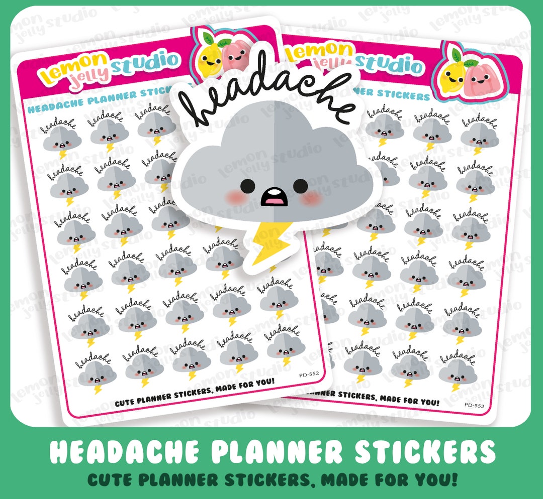 30 Cute Headache/migraine/pain/sick Day Planner Stickers - Etsy