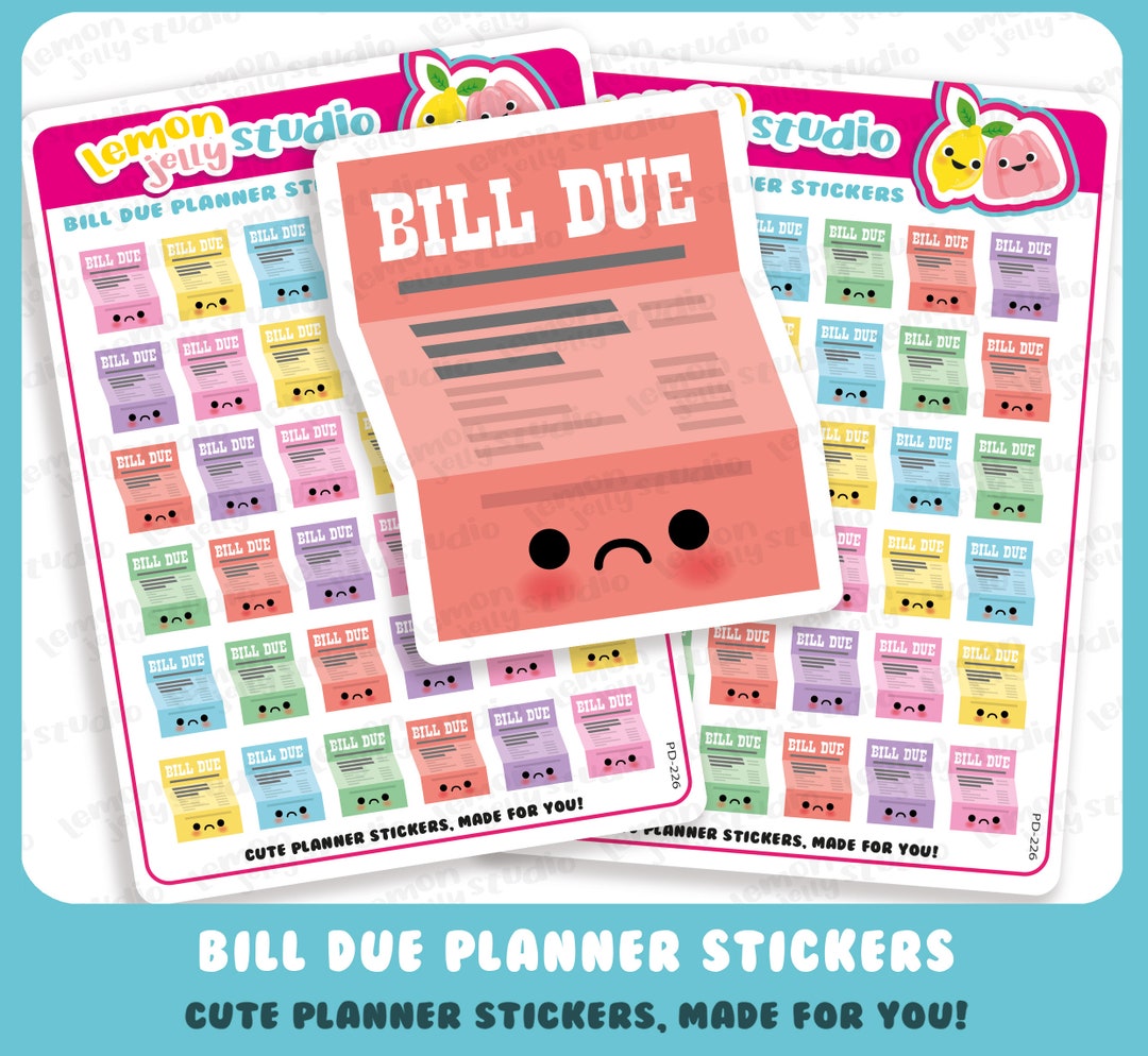 36 Cute Bill Due/reminder/pay Bill Planner Stickers - Etsy