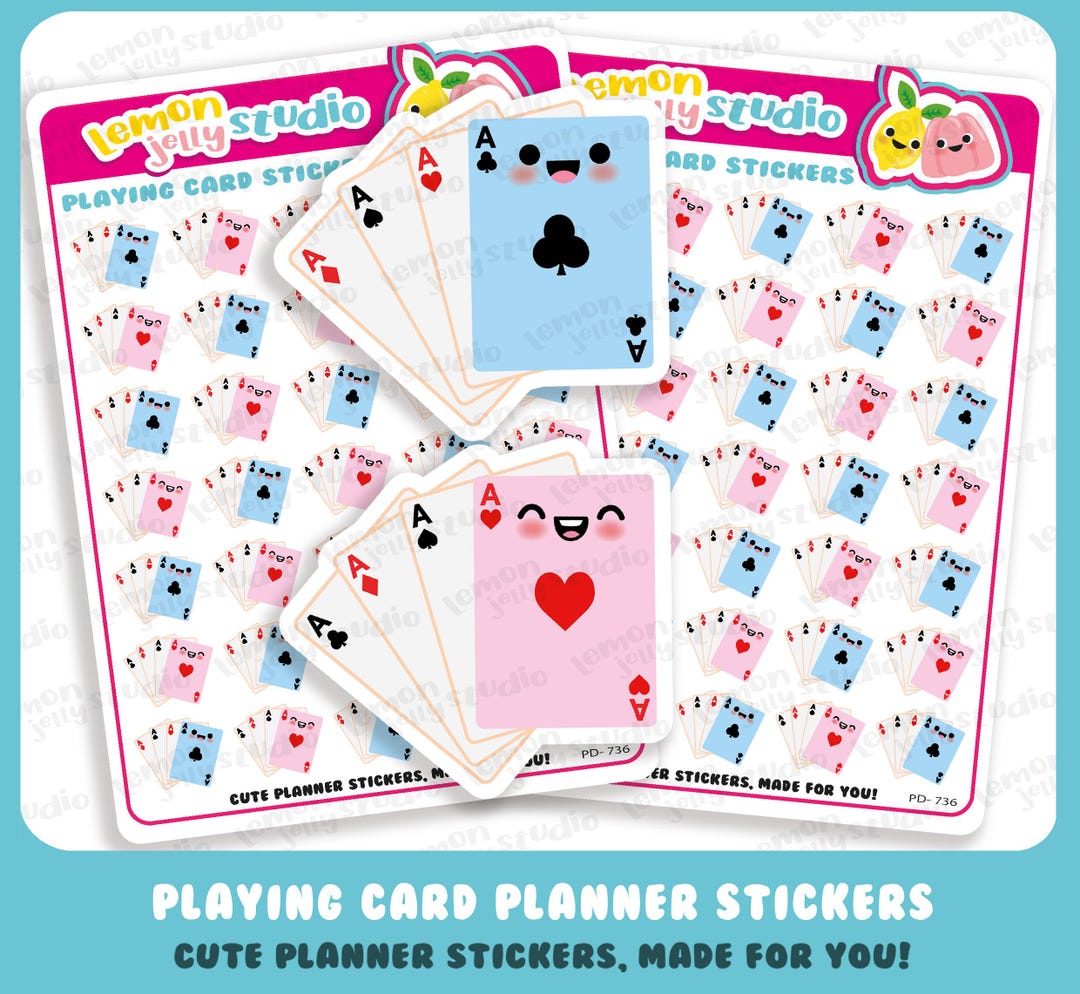 35 Cute Playing Card/games Night Planner Stickers - Etsy