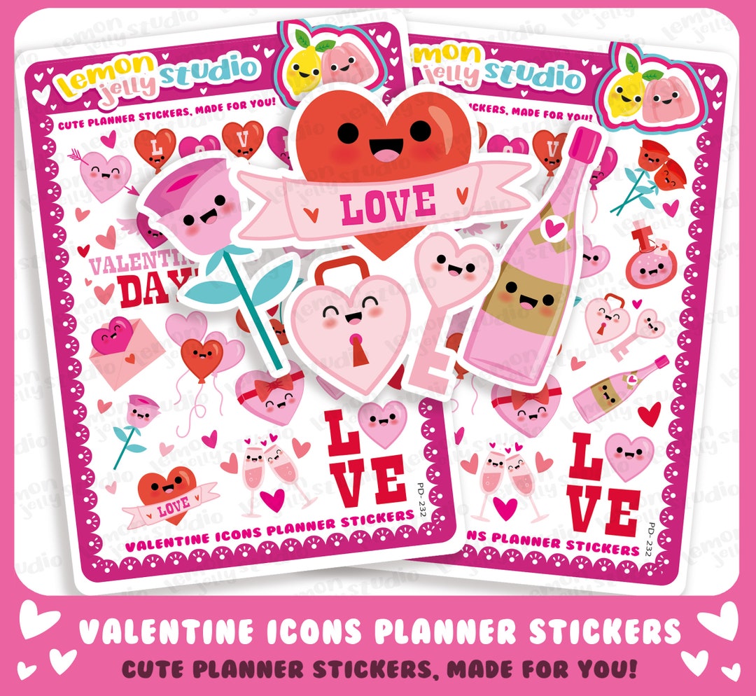 30 Cute Valentines Day Love Date Icon Planner Stickers Etsy