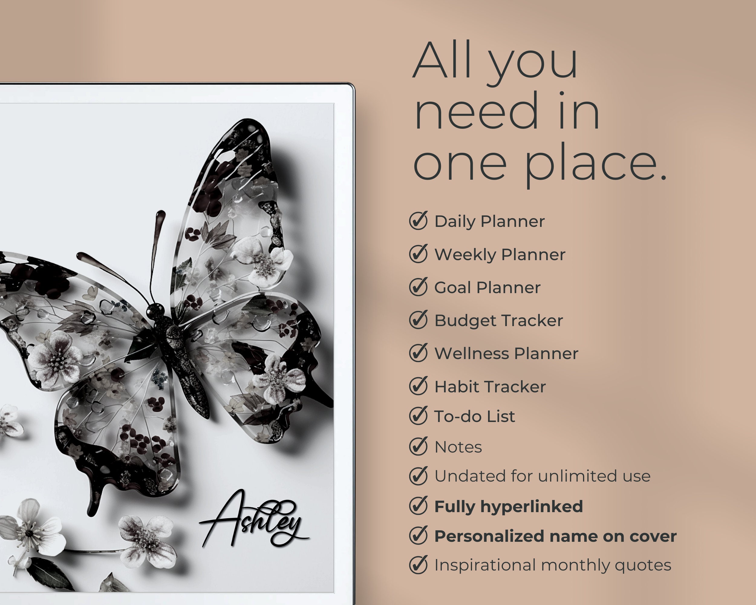 Remarkable Planner, Butterfly Digital Planner, PDF Planner Remarkable 2 ...