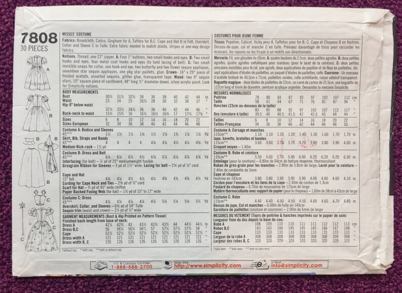 Wizard of Oz Sewing Pattern, Simplicity 7808, Dorothy Dress, Wicked ...