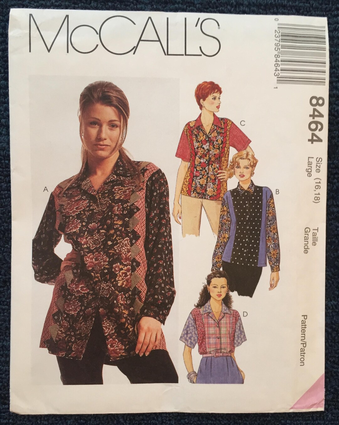 Blouse Sewing Pattern, Mccall's 8464, Misses Loose Fitting Tops ...