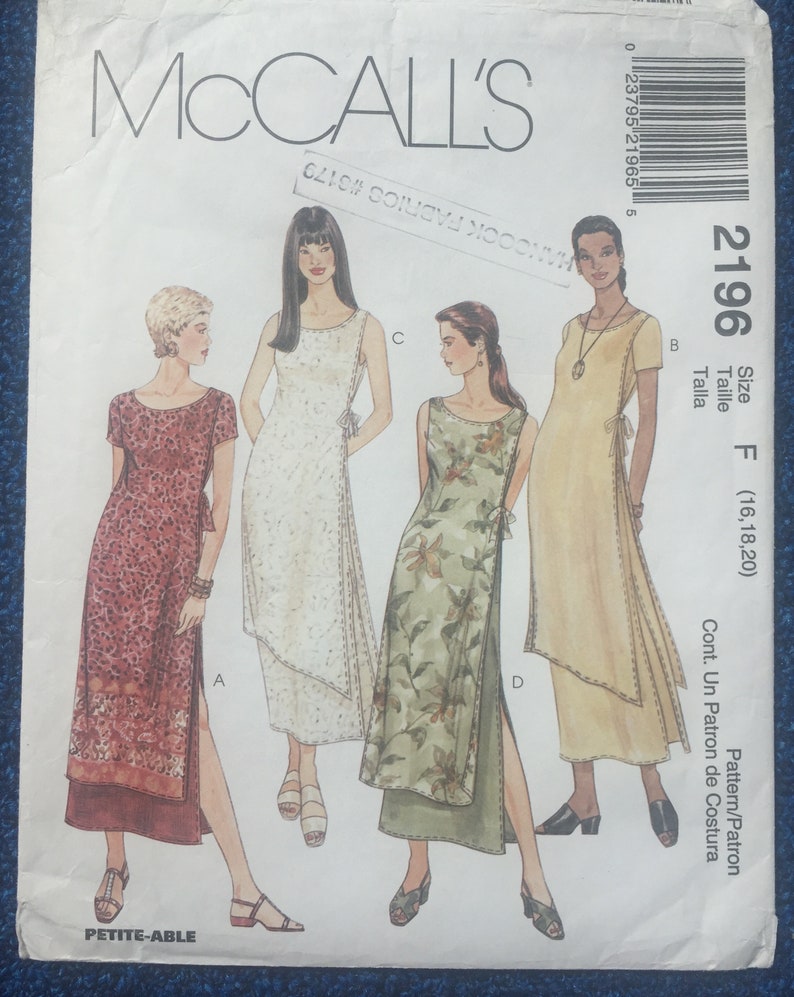 Plus Size Formal Dress Sewing Pattern, Mccall's 2169, Sizes 16-18-20 ...