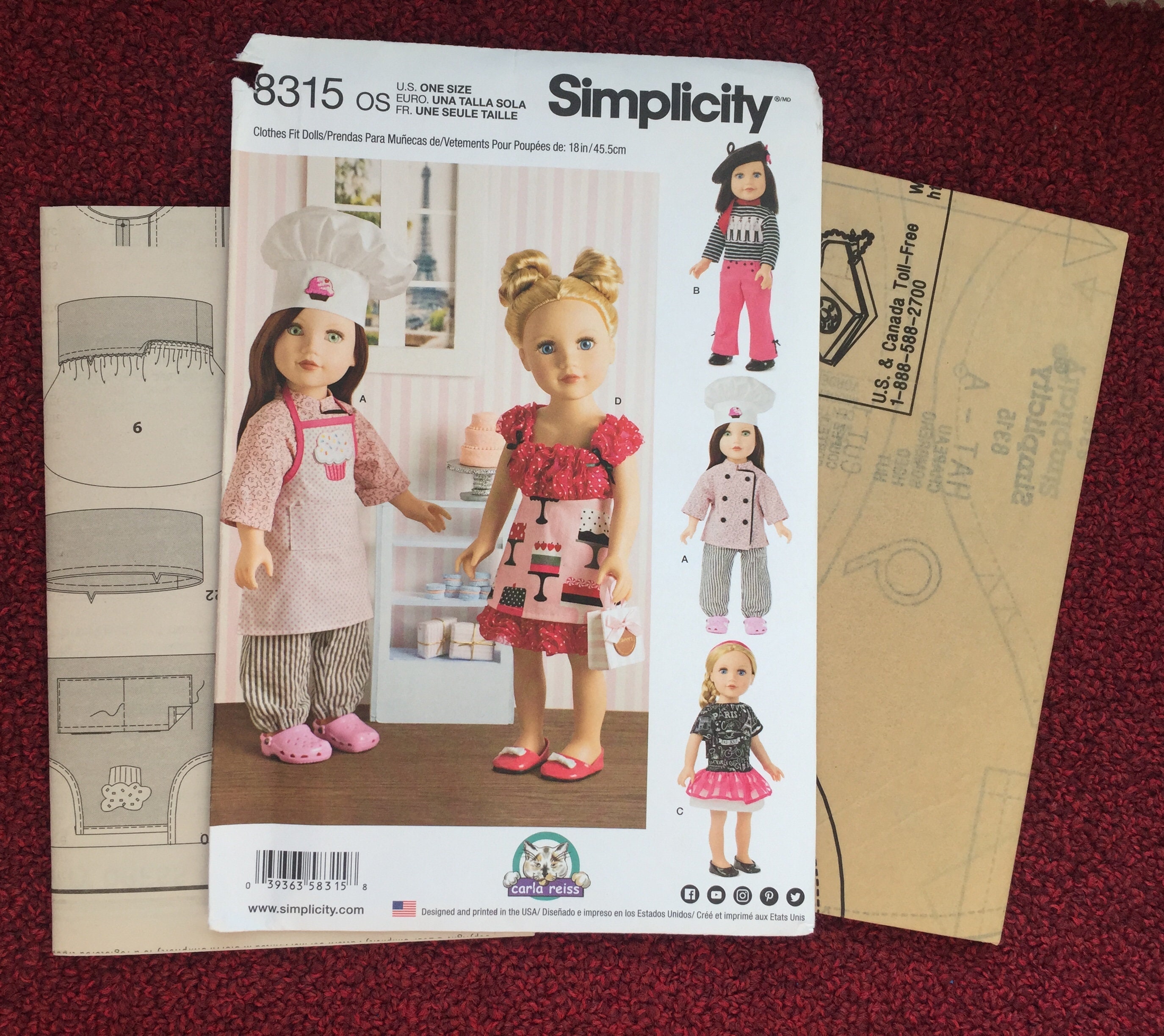 18 Doll Clothes Sewing Pattern, Simplicity 8315, Carla Reiss Designs ...