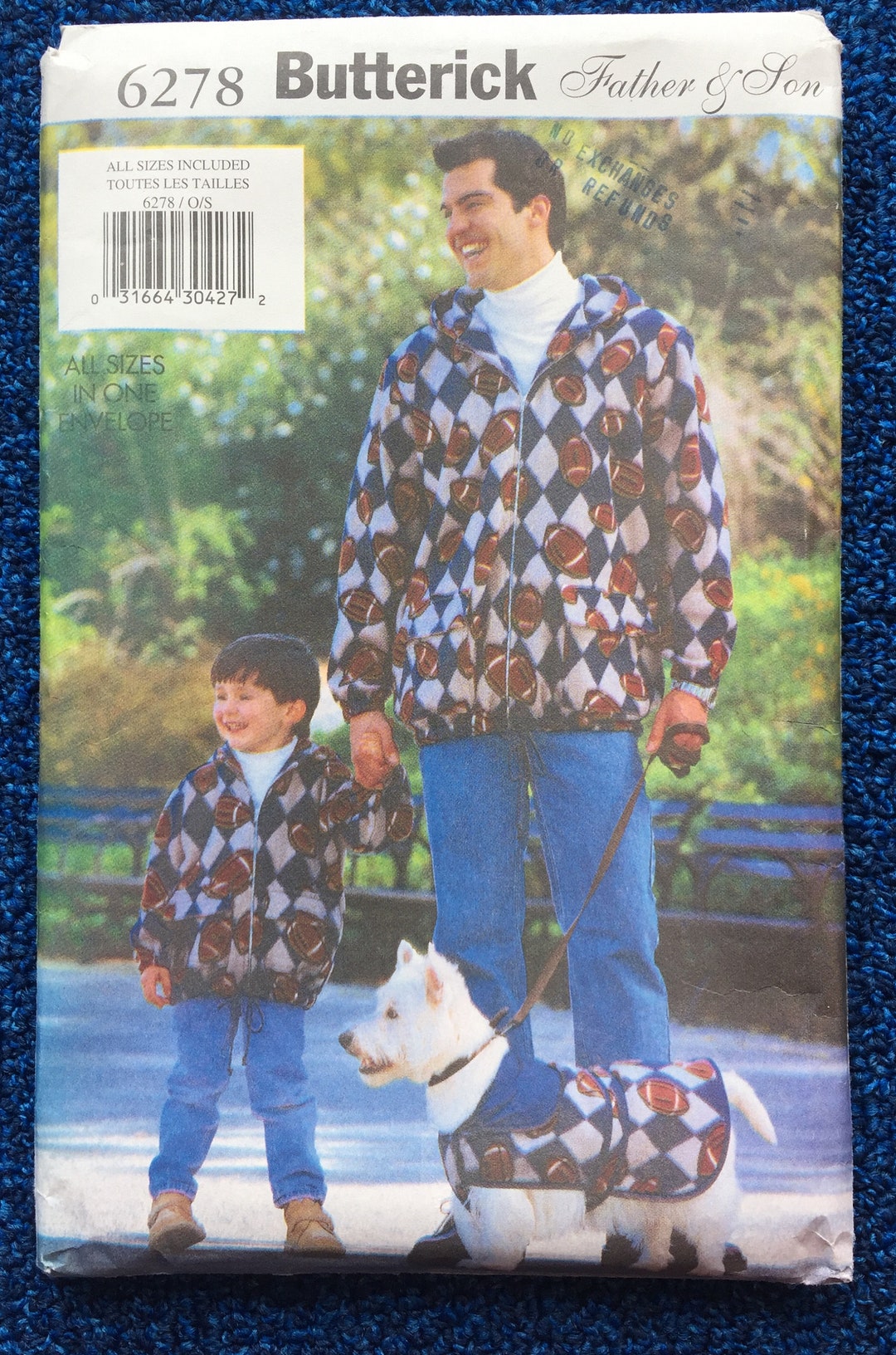 Mens and Boys Coat Pattern Butterick 6278 Sewing Pattern, Winter ...