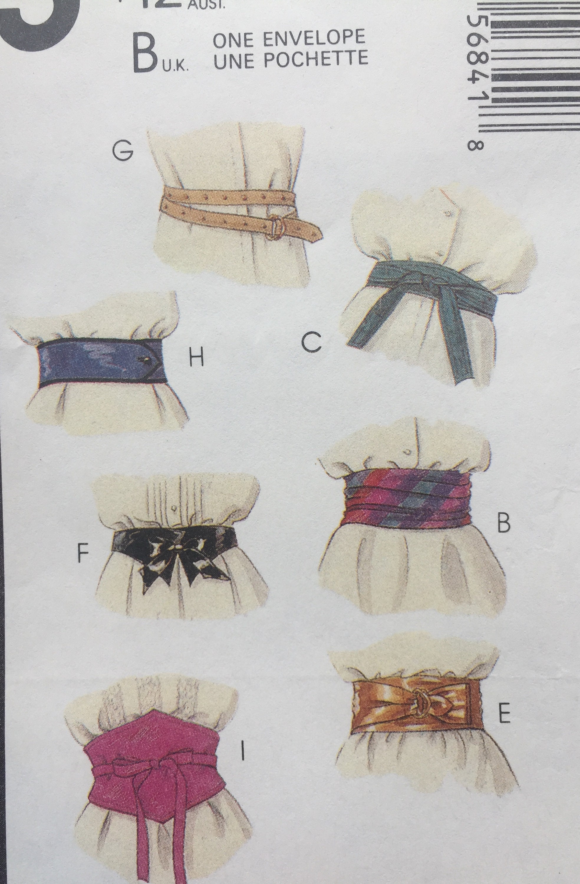 Belt, Tie & Bow Tie Sewing Pattern, Mccalls 5684, 2 Styles Cummerbund ...
