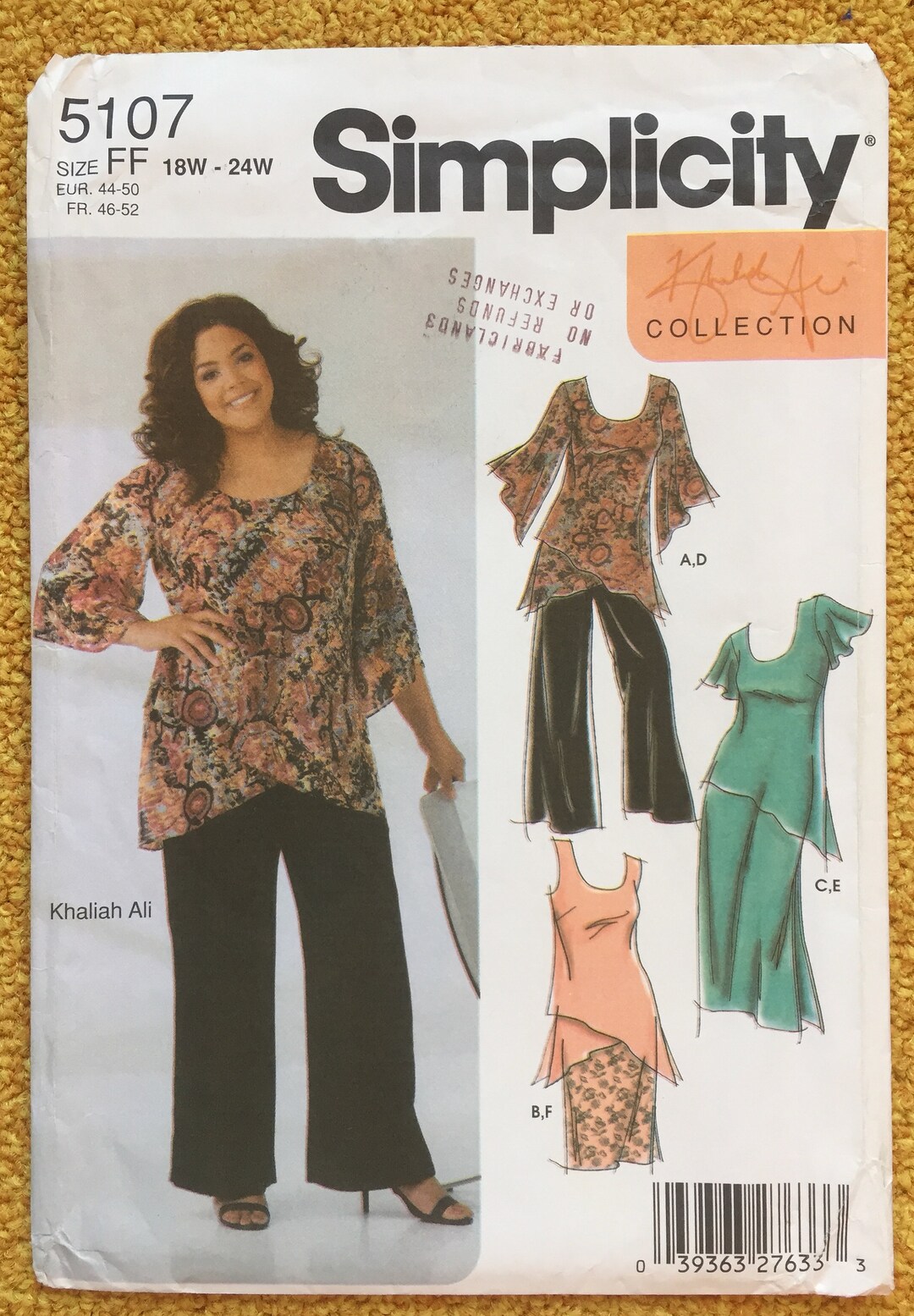 Women's Plus Size Sewing Pattern, Simplicity 5107 Khaliah Ali, Pullover ...