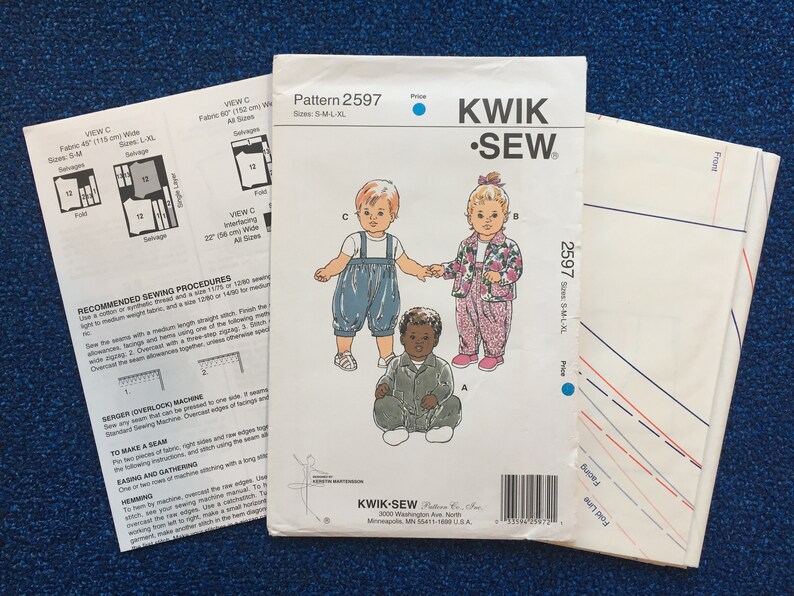 Toddler / Baby Overalls Sewing Pattern Kwik Sew 2597 Jacket - Etsy