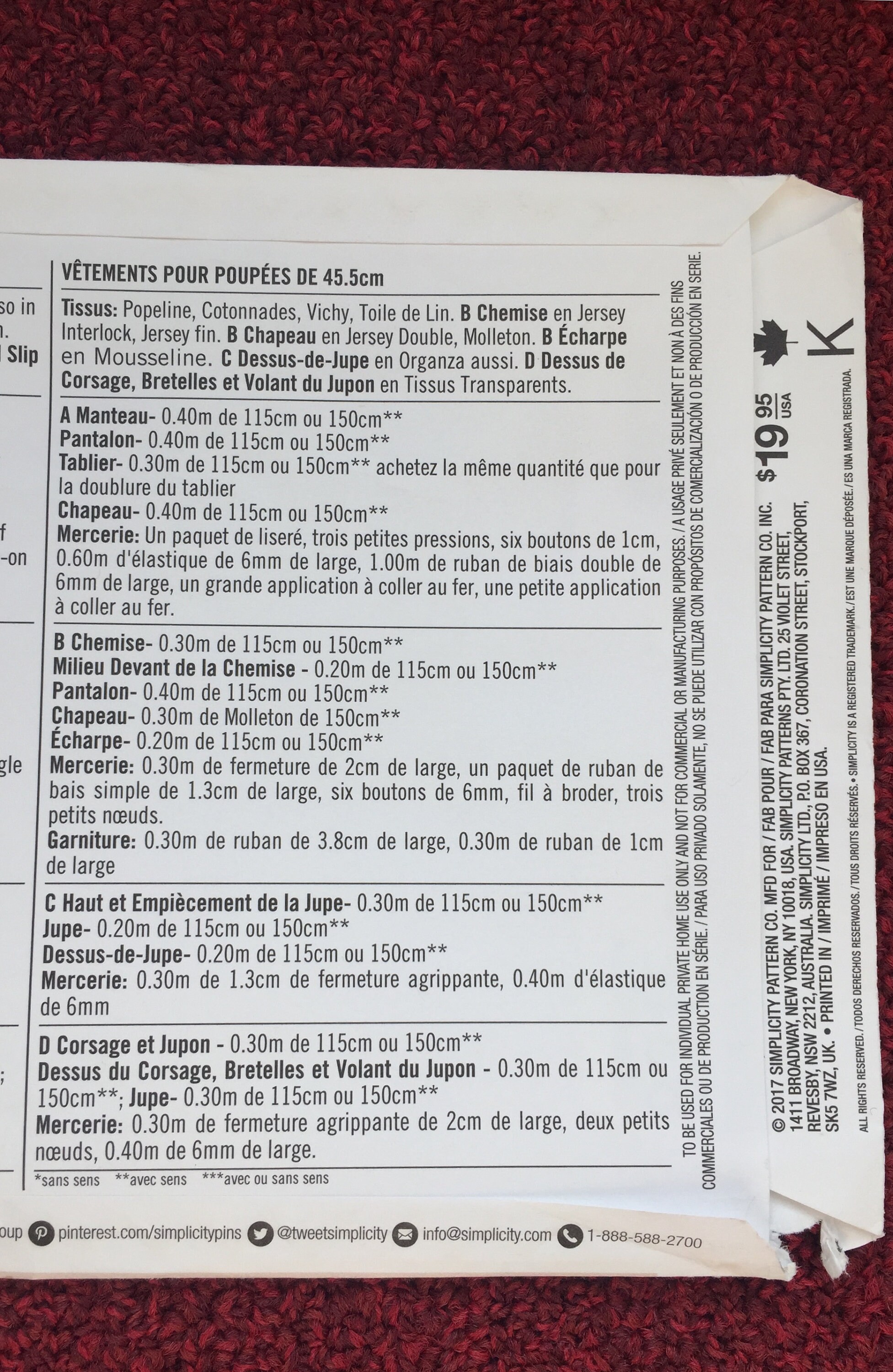 18 Doll Clothes Sewing Pattern, Simplicity 8315, Carla Reiss Designs ...