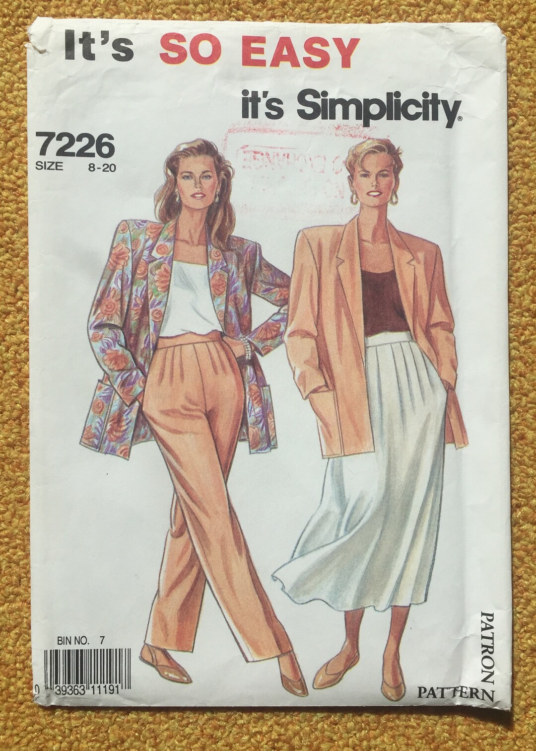 Vintage Suit Sewing Pattern, Jacket, Skirt and Pants, Simplicity 7226 ...