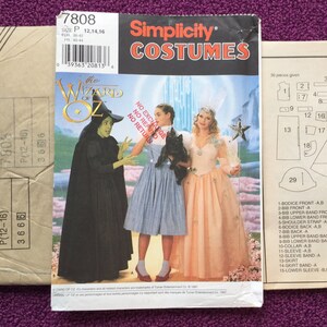 Wizard of Oz Sewing Pattern, Simplicity 7808, Dorothy Dress, Wicked ...