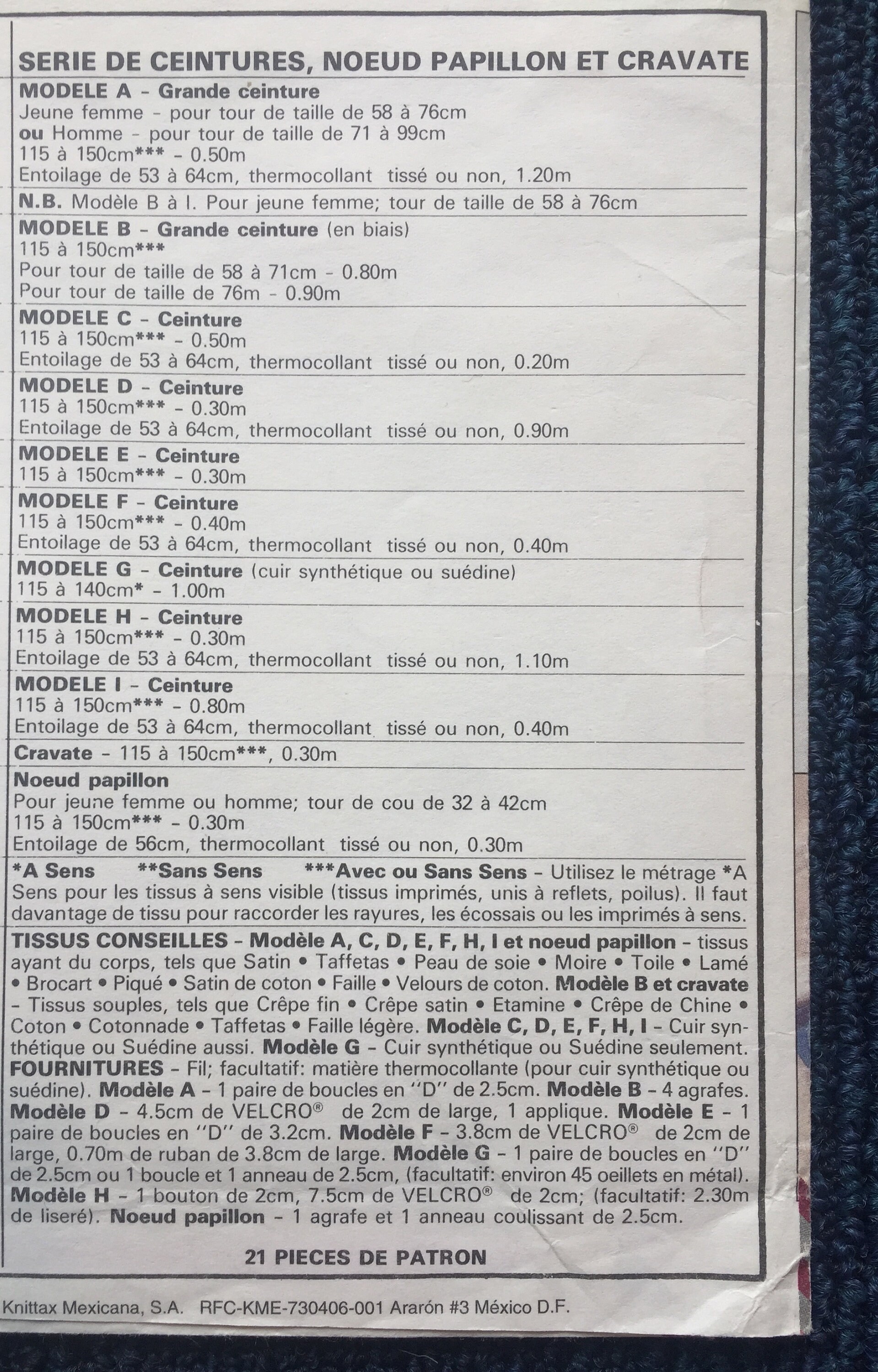 Belt, Tie & Bow Tie Sewing Pattern, Mccalls 5684, 2 Styles Cummerbund ...