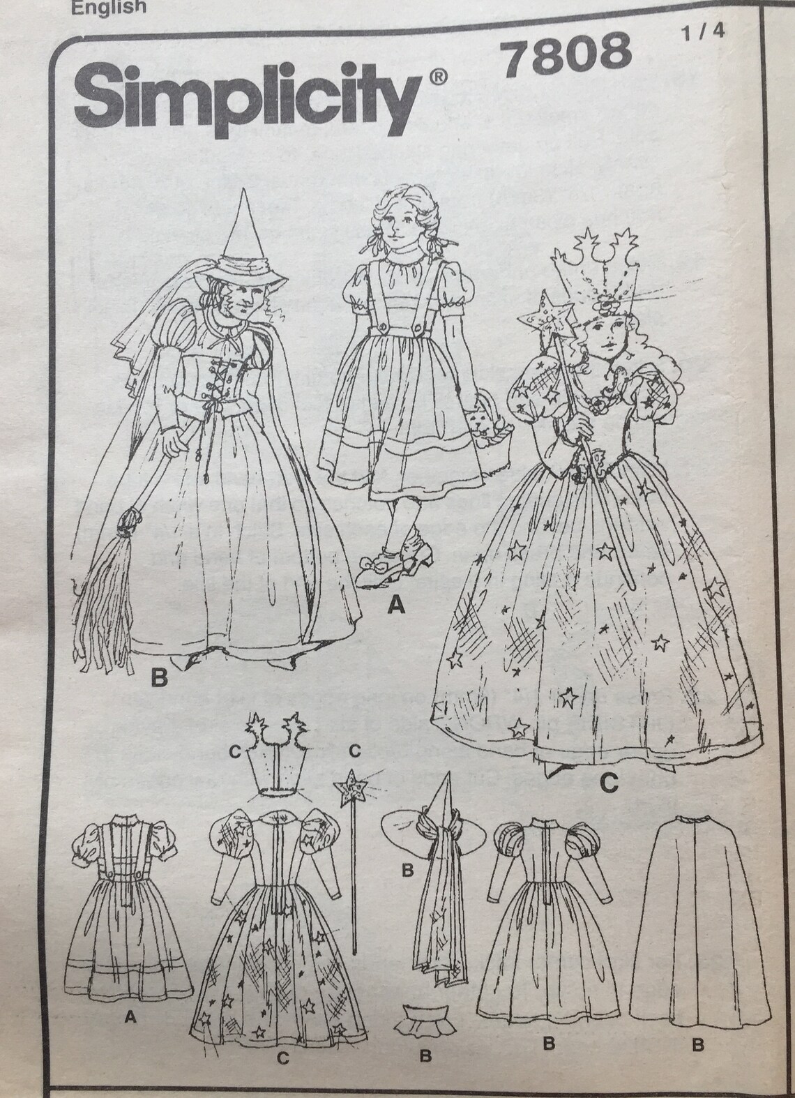 Wizard of Oz Sewing Pattern, Simplicity 7808, Dorothy Dress, Wicked ...