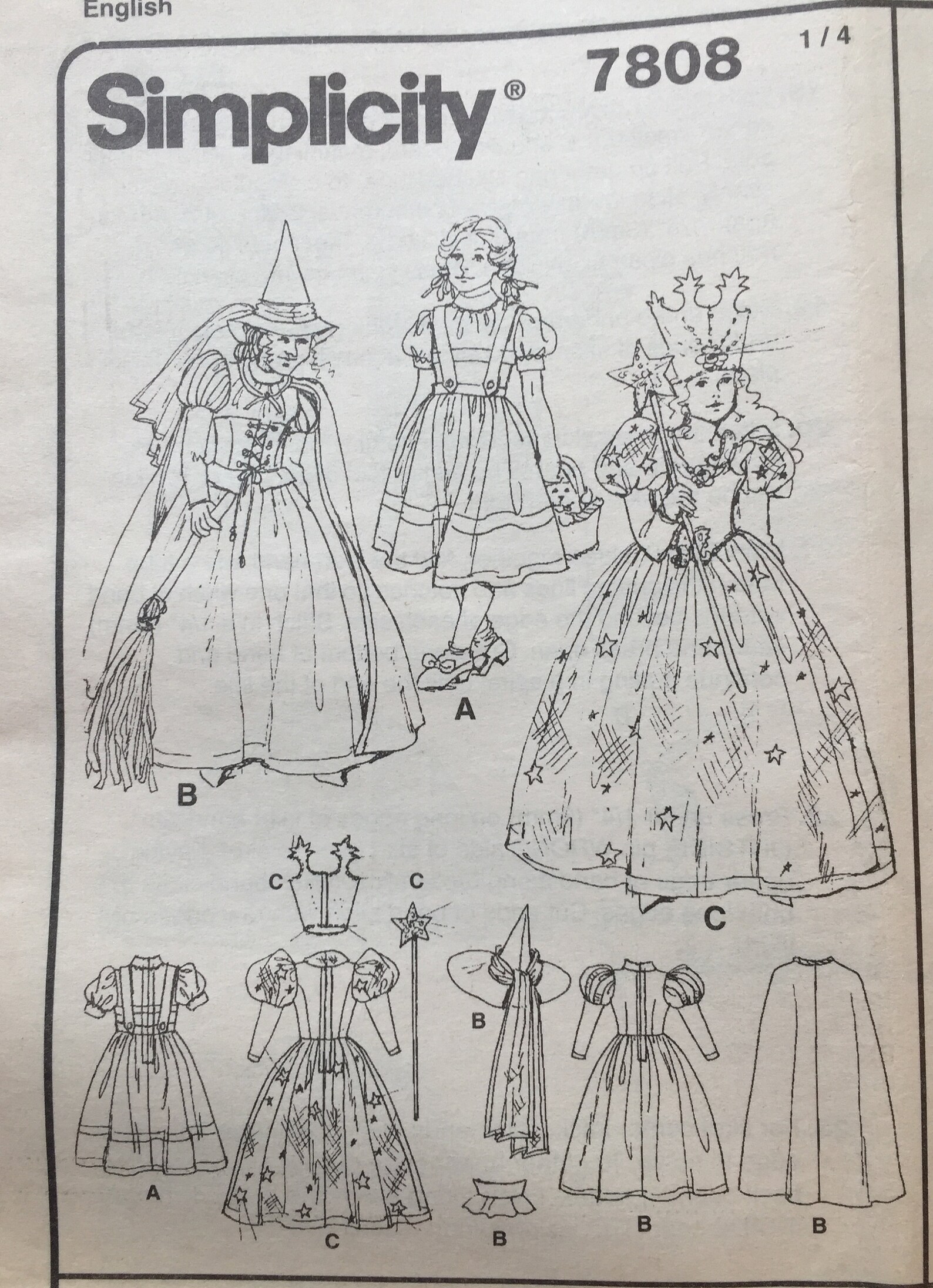 Wizard of Oz Sewing Pattern, Simplicity 7808, Dorothy Dress, Wicked ...