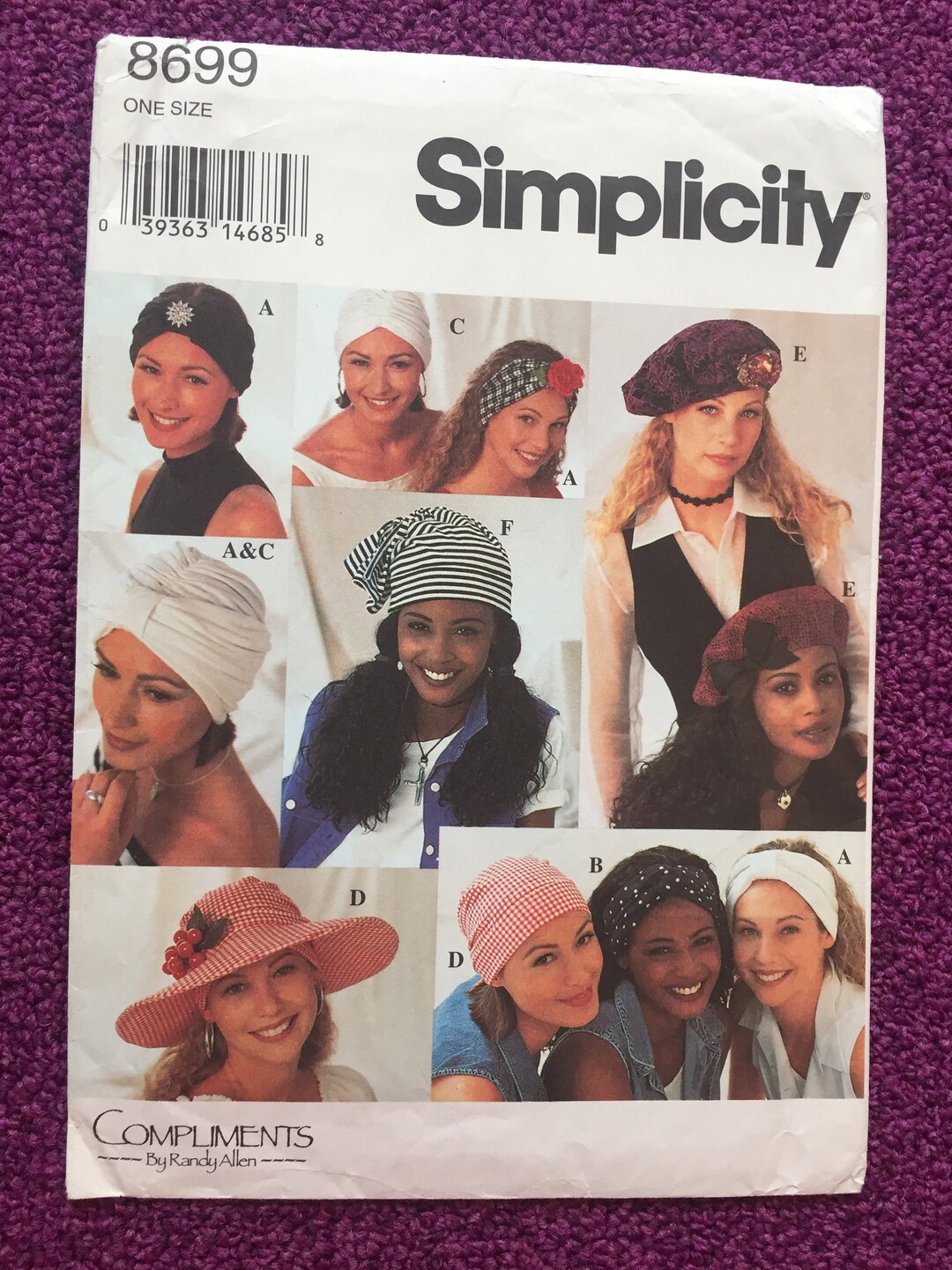 Misses Hats Sewing Pattern, 10 Unique Hat Styles, Simplicity 8699 ...