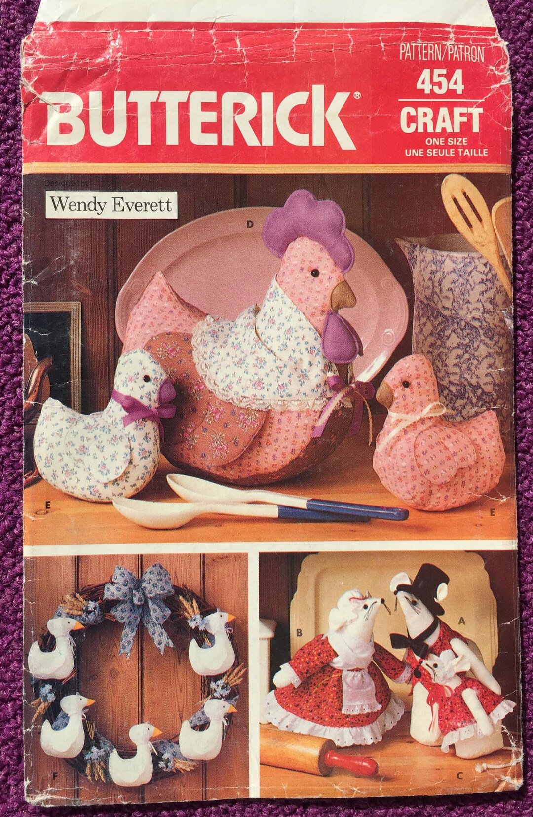 Hen Plushies Sewing Pattern, Butterick 454, Chicken Stuffed Animals ...