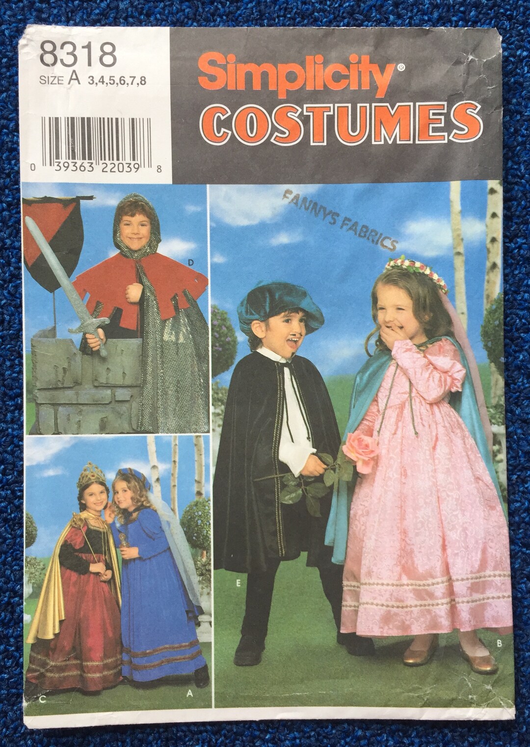 Kid's Medieval Costumes Sewing Pattern, Simplicity 8318, Renaissance ...