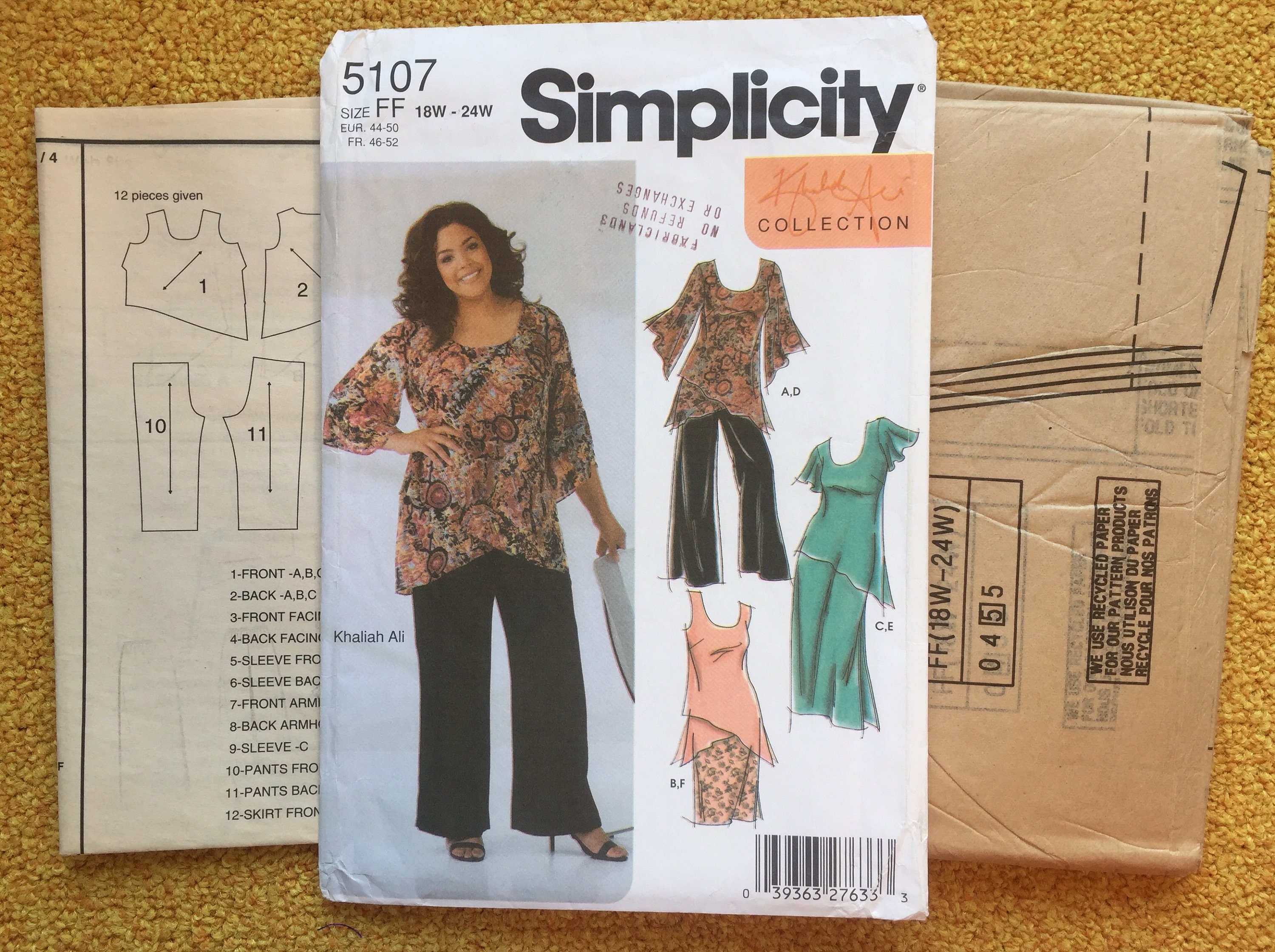 Women's Plus Size Sewing Pattern, Simplicity 5107 Khaliah Ali, Pullover ...