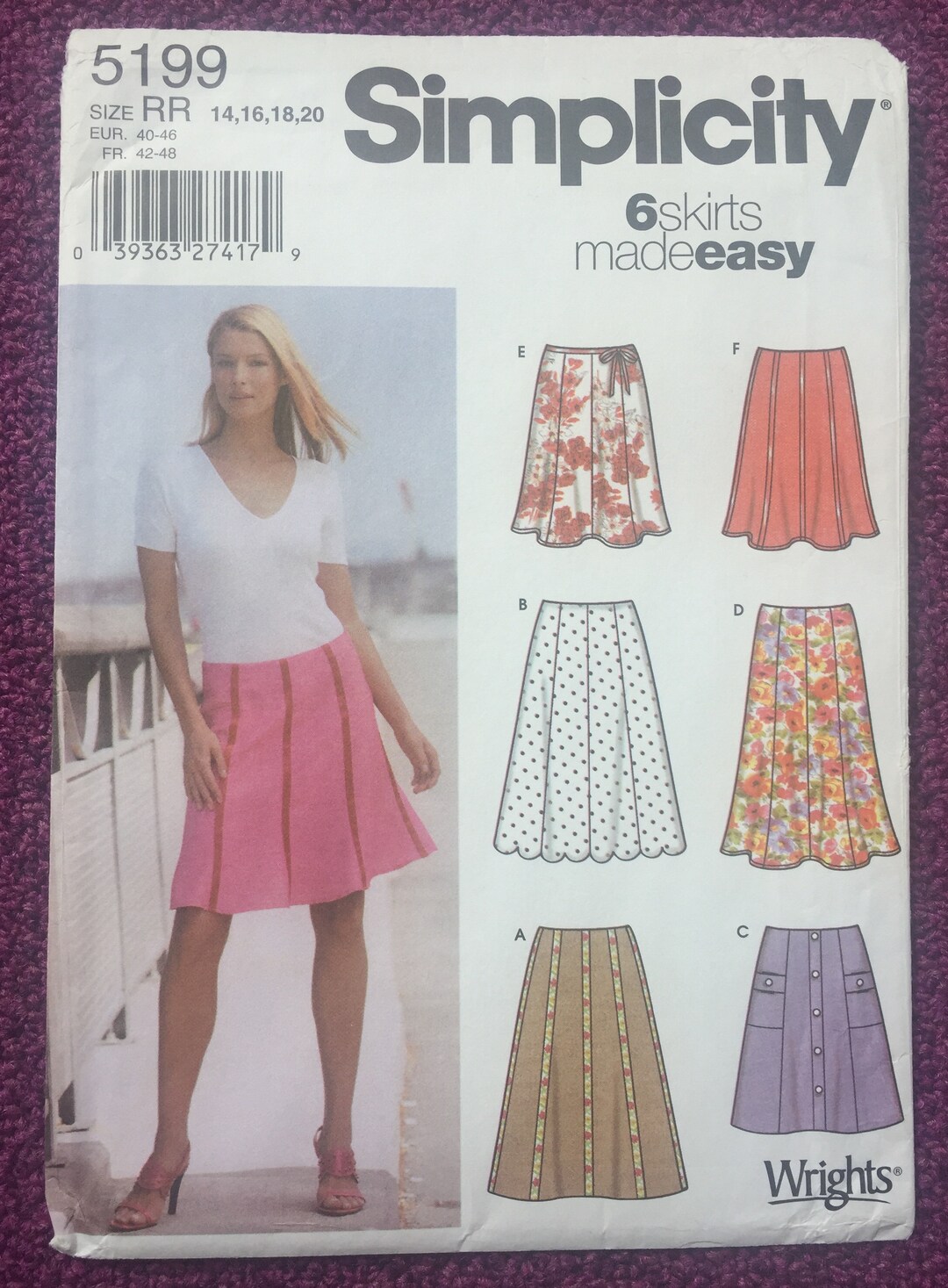 6 Styles of Skirt Sewing Pattern, Simplicity 5199, Misses Skirts ...