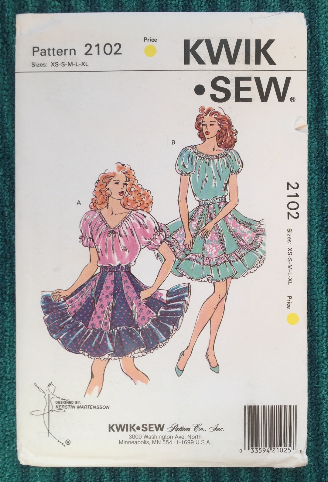 Square Dancing Skirt & Top Sewing Pattern, Kwik Sew 2102, Square Dance ...