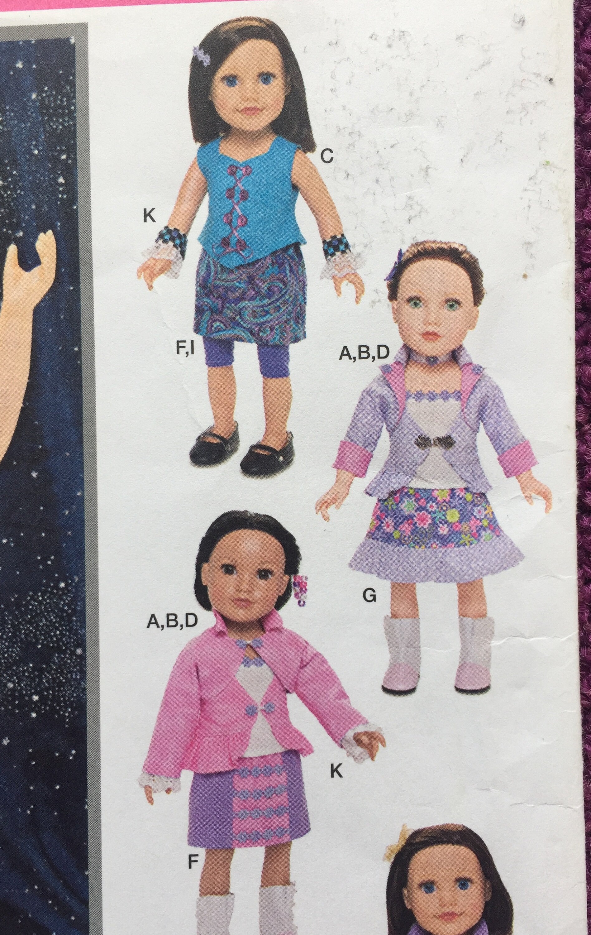 18 Doll Clothes Sewing Pattern, Simplicity 1087, Trendy Dress, Purse ...