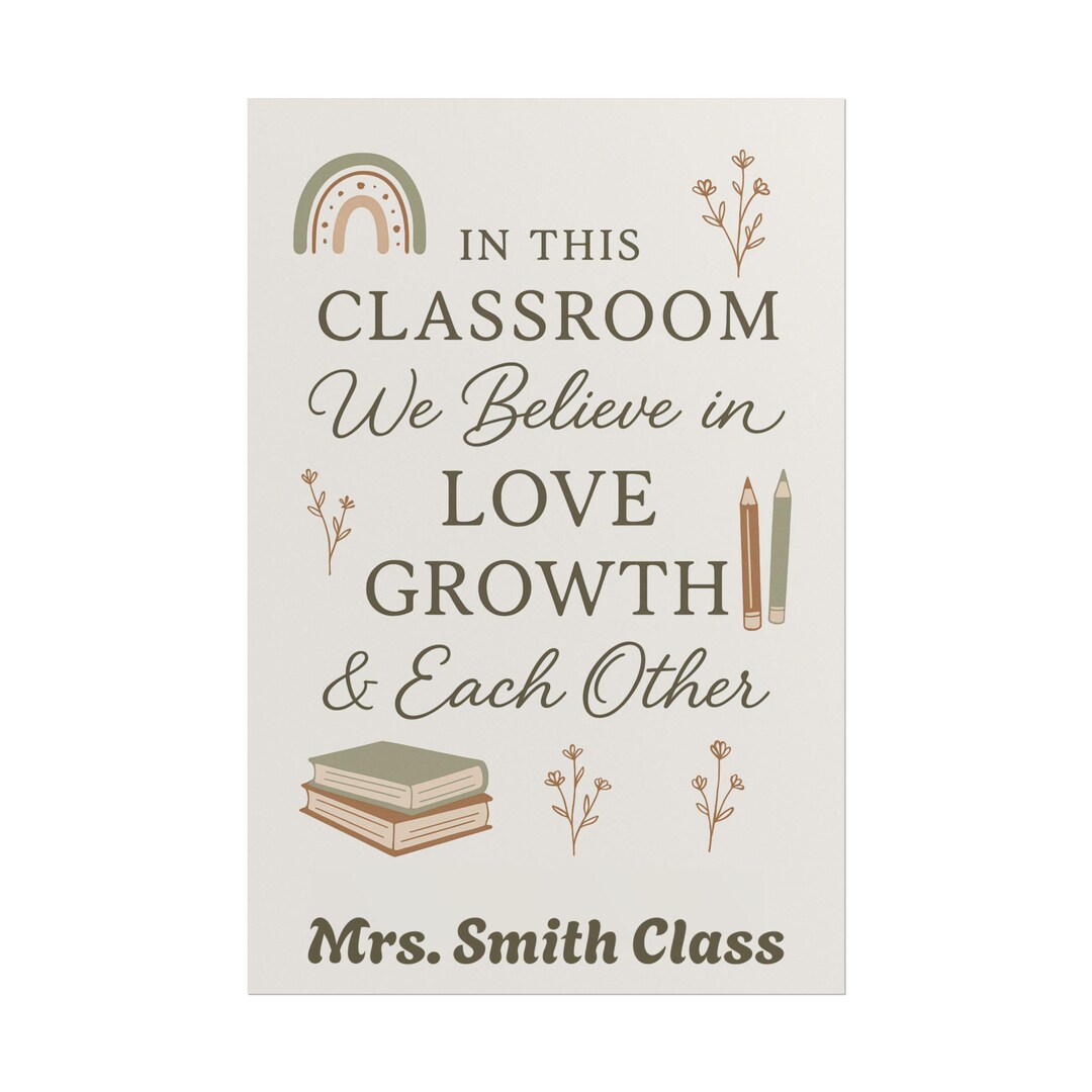 Personalize Boho Classroom Door Poster | Classroom We Believe in Love ...