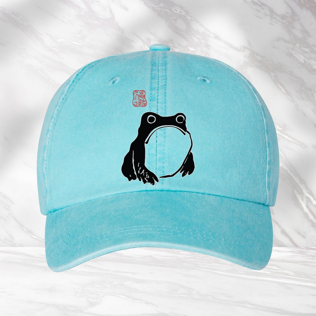 Japanese Frog Hat, Sad Frog Cap, Japanese Art Hat, Grumpy Japanese Frog ...