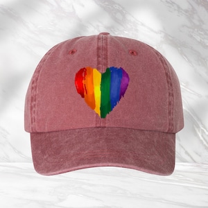 LGBTQ Rainbow Heart Hat, LGBTQ Pride Cap, Pride Month Gift, Gay Pride ...