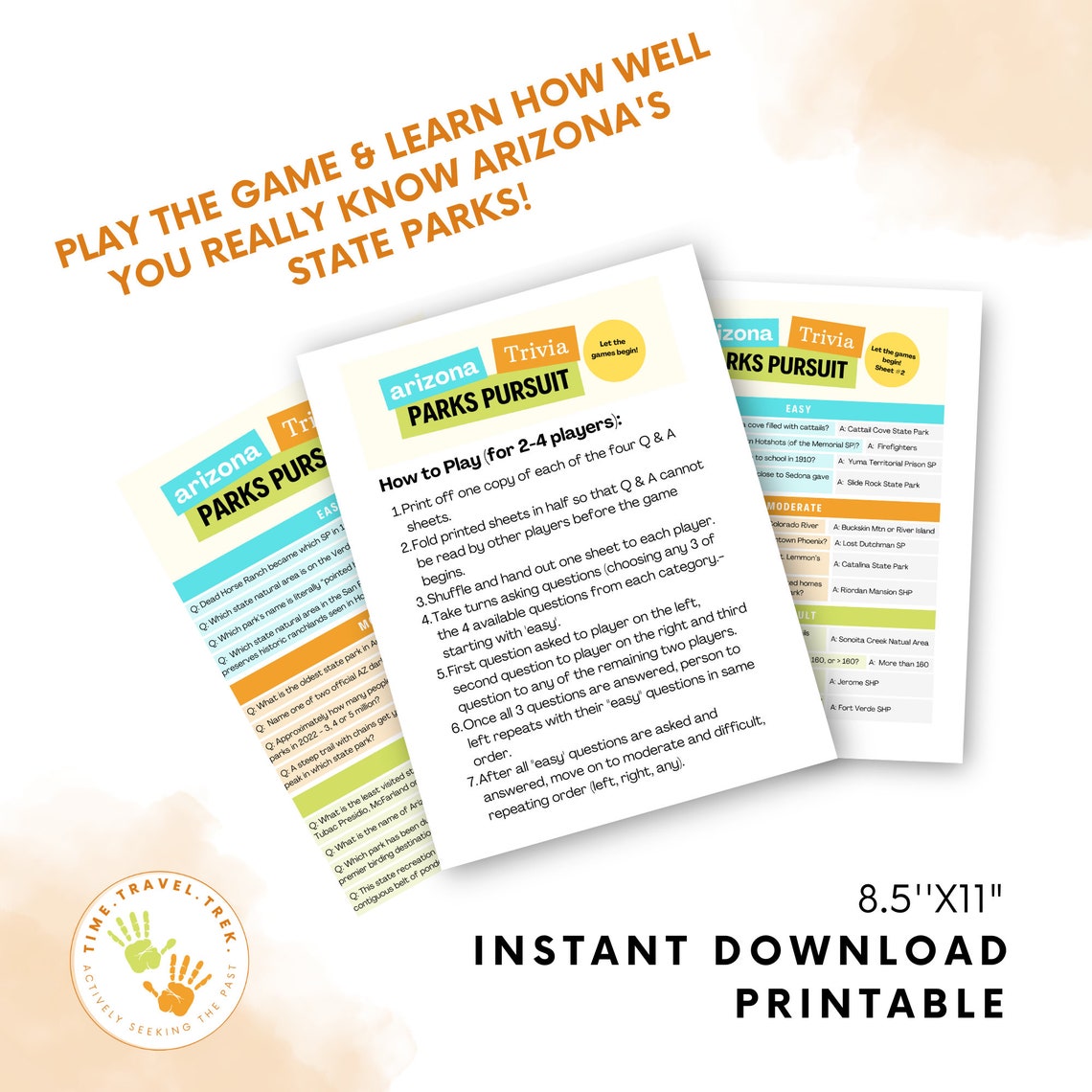 Trivia Game Printable Camping Game Arizona Trivia Printable Trivia Quiz ...