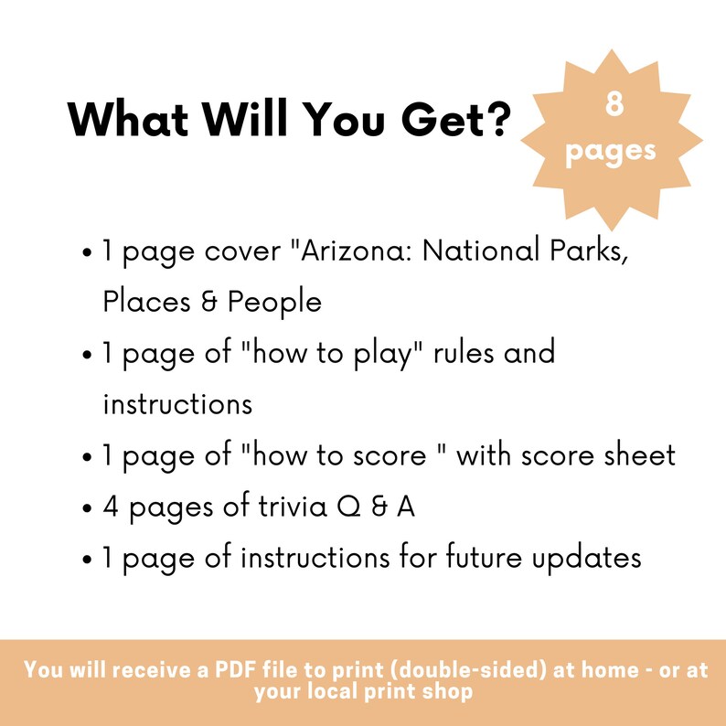 Parks Trivia Game Printable Trivia Quiz Arizona National Monuments ...