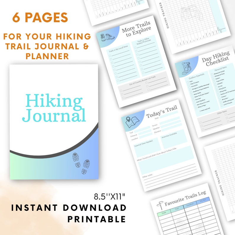 Hiking Journal Printable Hike Tracker Printable Hiking Log Hiking ...