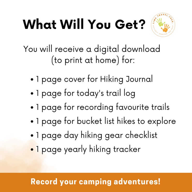 Hiking Journal Printable Hike Tracker Printable Hiking Log Hiking ...