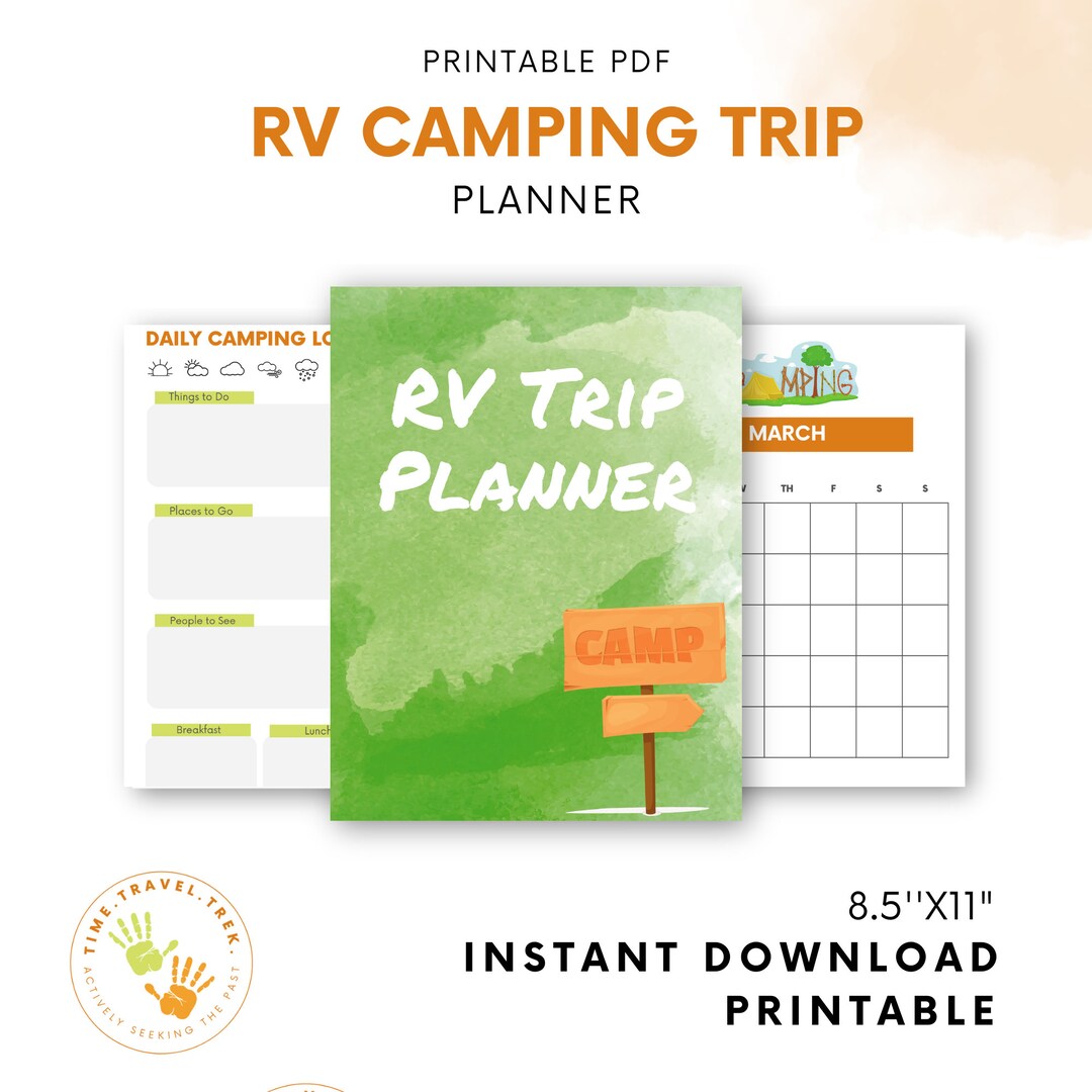 RV Camping Planner RV Perpetual Monthly Calendar RV Printable Journal ...