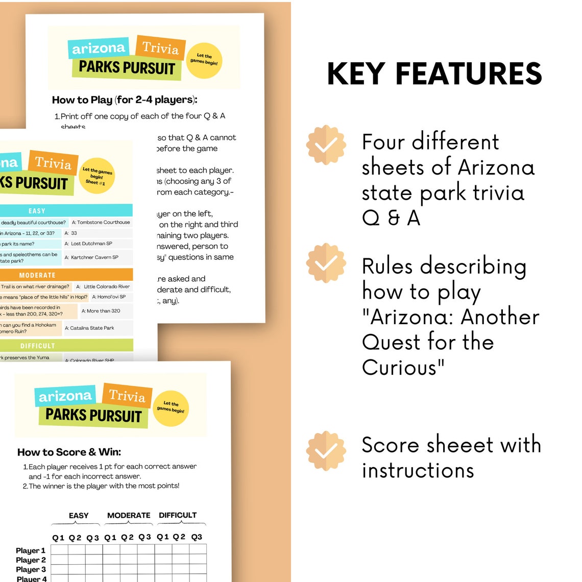 Trivia Game Printable Camping Game Arizona Trivia Printable Trivia Quiz ...